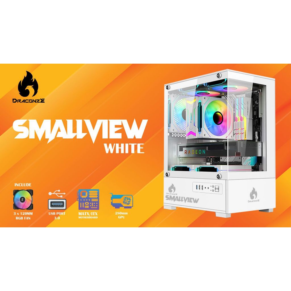 Jual Casing PC Gaming Draconze Smallview M-ATX Free 3Fan RGB | Shopee ...