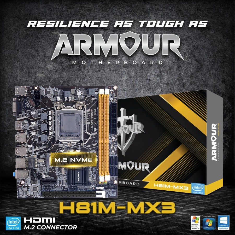 Jual MOTHERBOARD ARMOUR H81M-MX3 / H81 M.2 MAINBOARD ARMOUR NVMe SOCKET ...