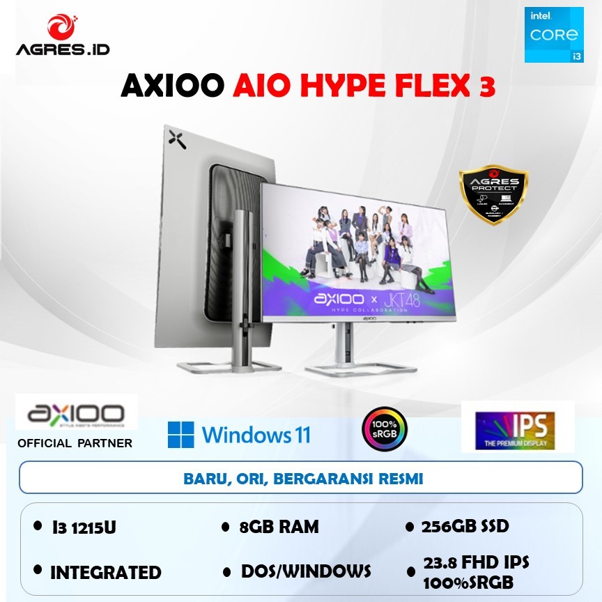 Jual AXIOO PC ALL AIN ONE HYPE FLEX 3 I3 1215U 8GB 256GB DOS W11+OFFICE PERMANEN 23.8FHD IPS ...