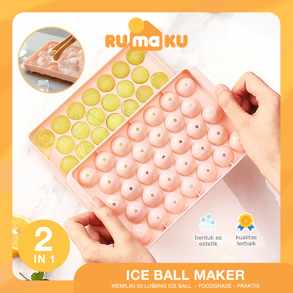 Jual Rumaku Cetakan Es Batu Bulat isi 33 Besar Ice Cube Tray Cetakan ...