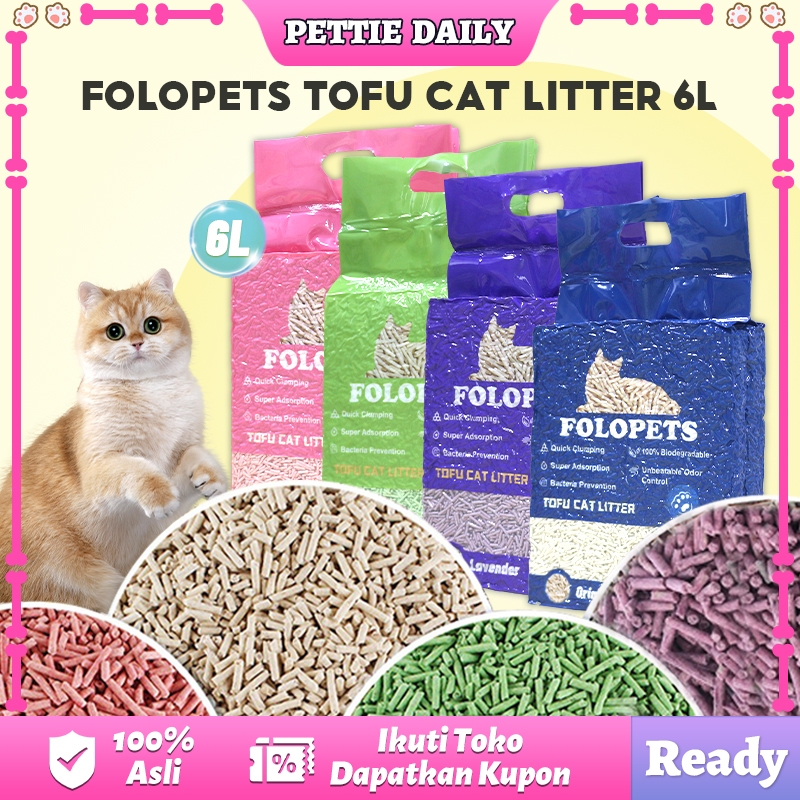 Jual Folopets 6 Litter Pasir Kucing Gumpal Wangi pasir tofu kucing Tofu ...