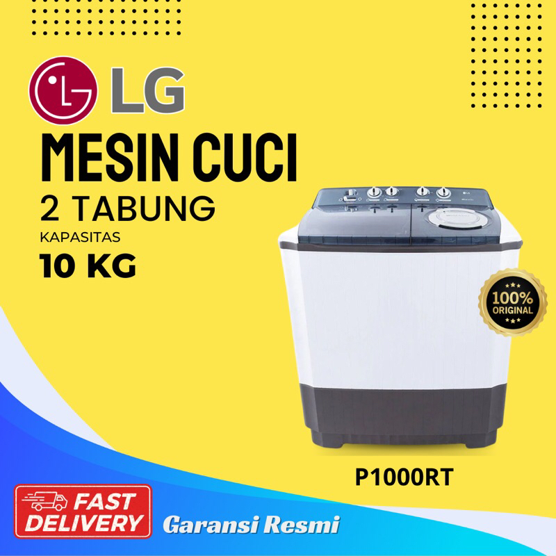 Jual MESIN CUCI LG 10 KG Mesin Cuci 2 Tabung P1000RT / Garansi Resmi ...