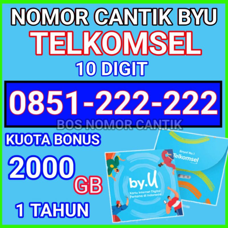 Jual PROMO KARTU CANTIK 10 DIGIT BYU TELKOMSEL SERI 22 MASA AKTIF ...