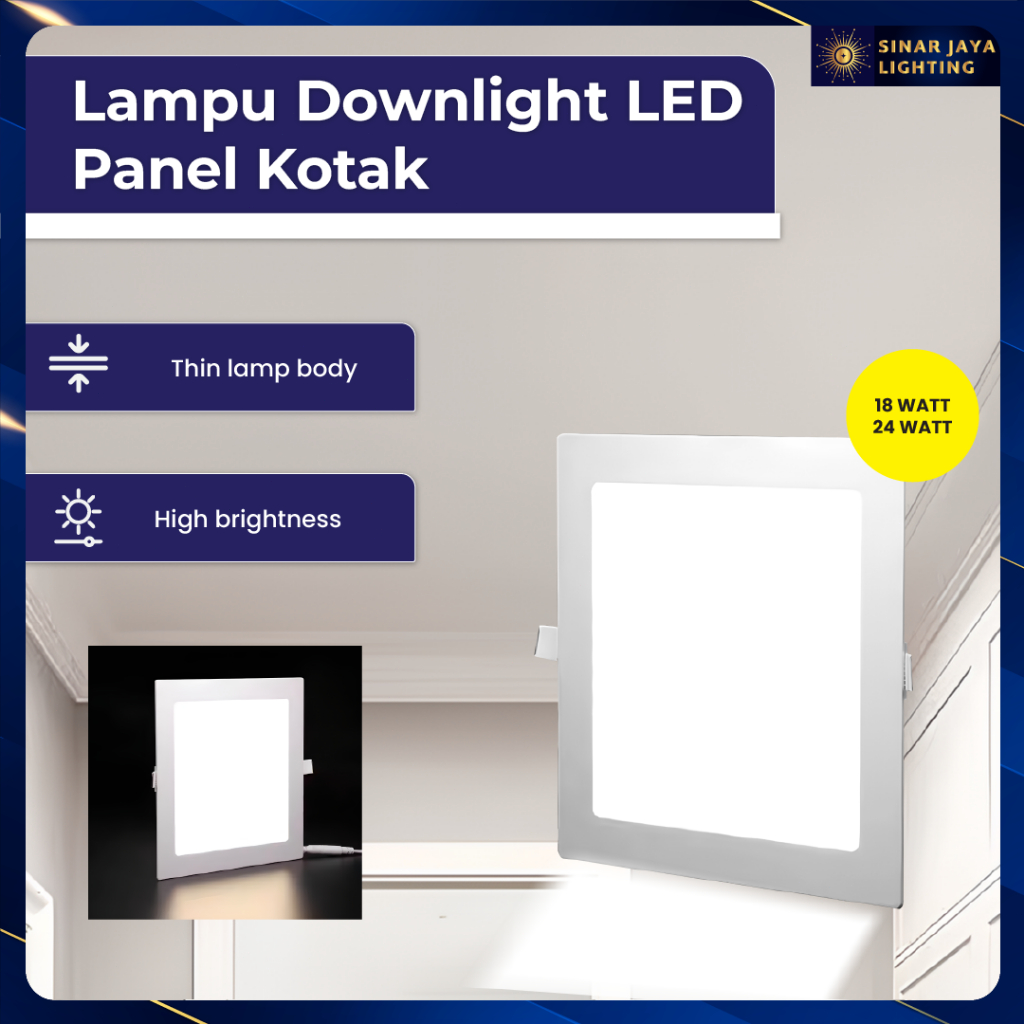 Jual Panel LED Inbow / Lampu Downlight LED Panel 18W 24W Kotak | Shopee ...