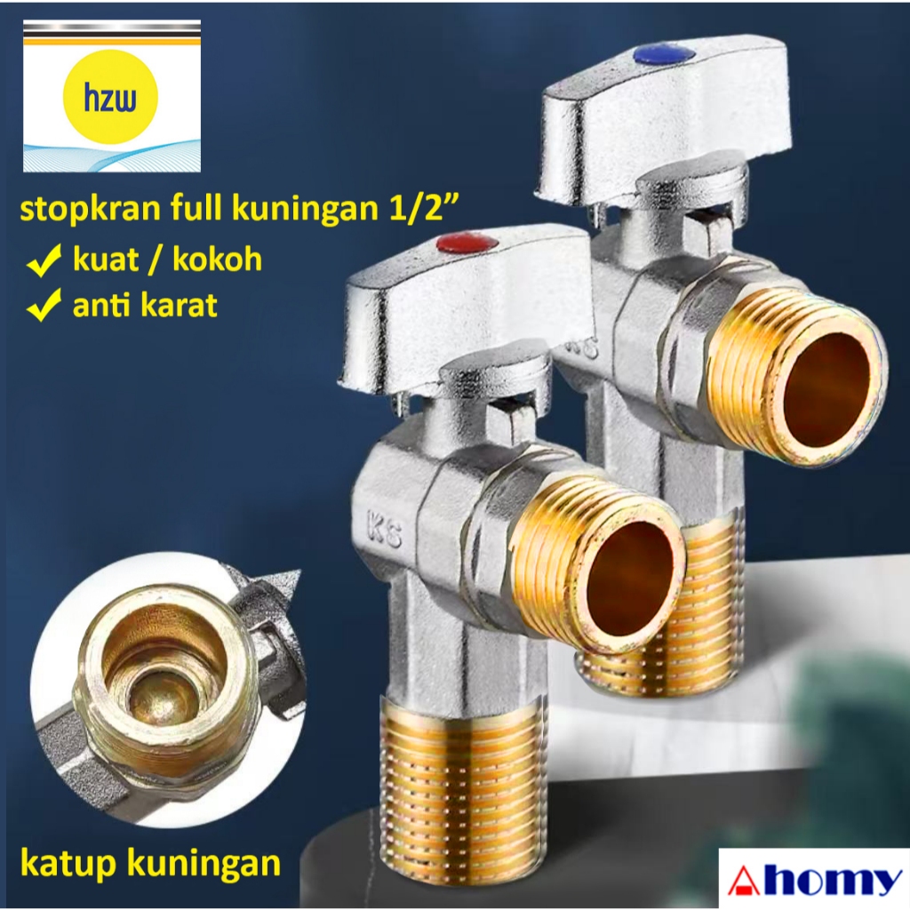 Jual stop kran kuningan ½” angle valve jantung kuningan SKK-AV hzw ...
