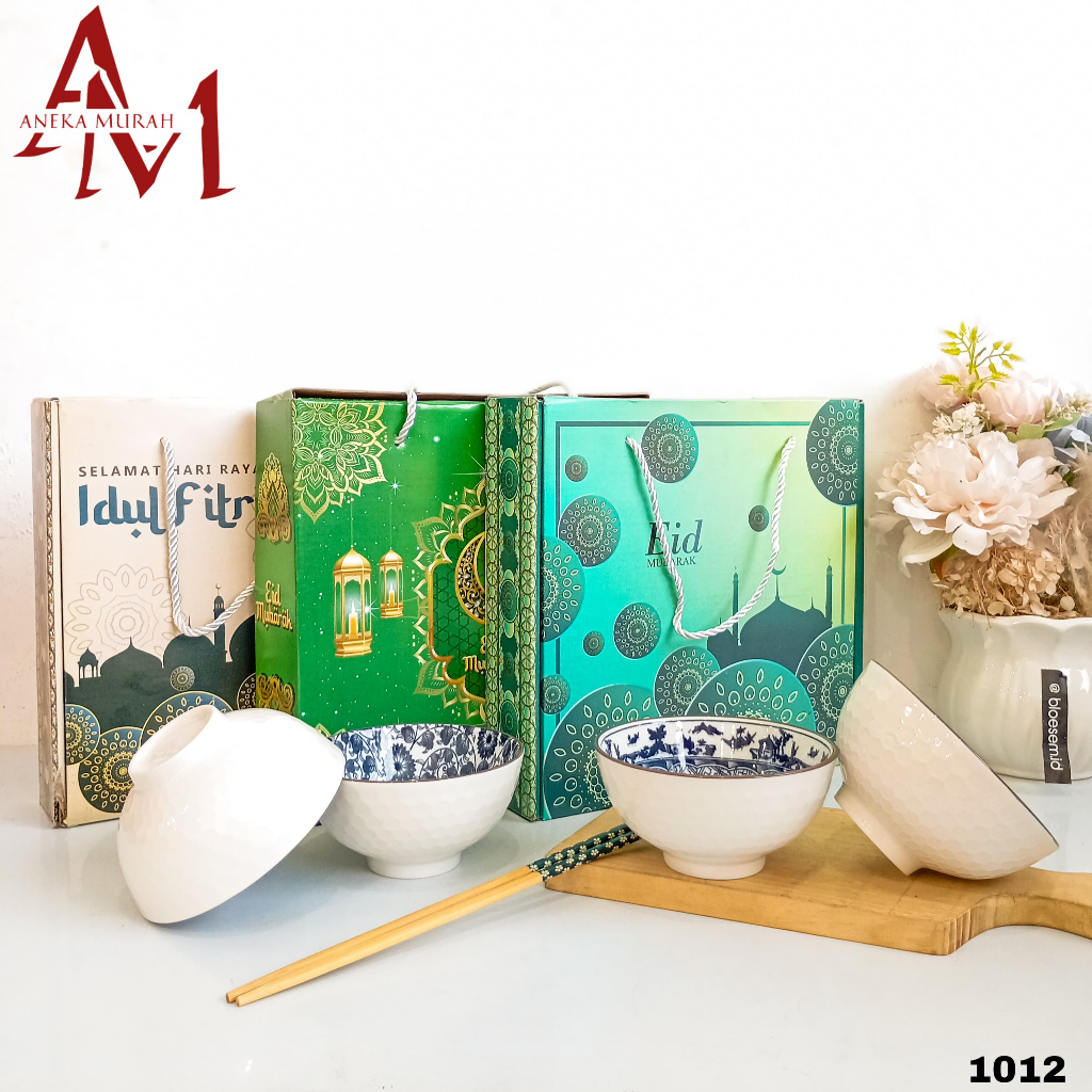 Jual HAMPERS LEBARAN Set Mangkok Keramik ISI 4 MEWAH Souvenir Mangkuk ...