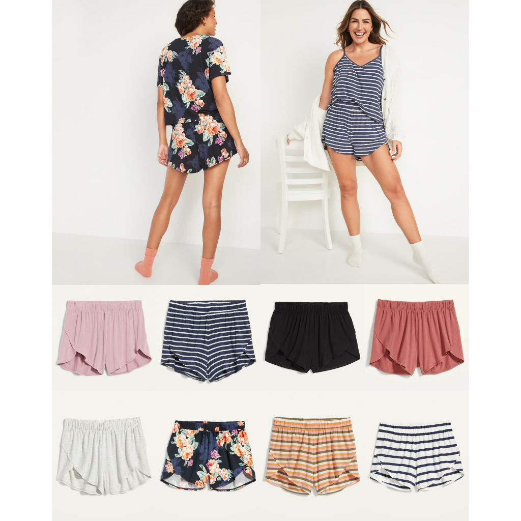 Jual OLN High-Waisted Sunday Sleep Ultra-Soft Dolphin-Hem Pajama Shorts ...