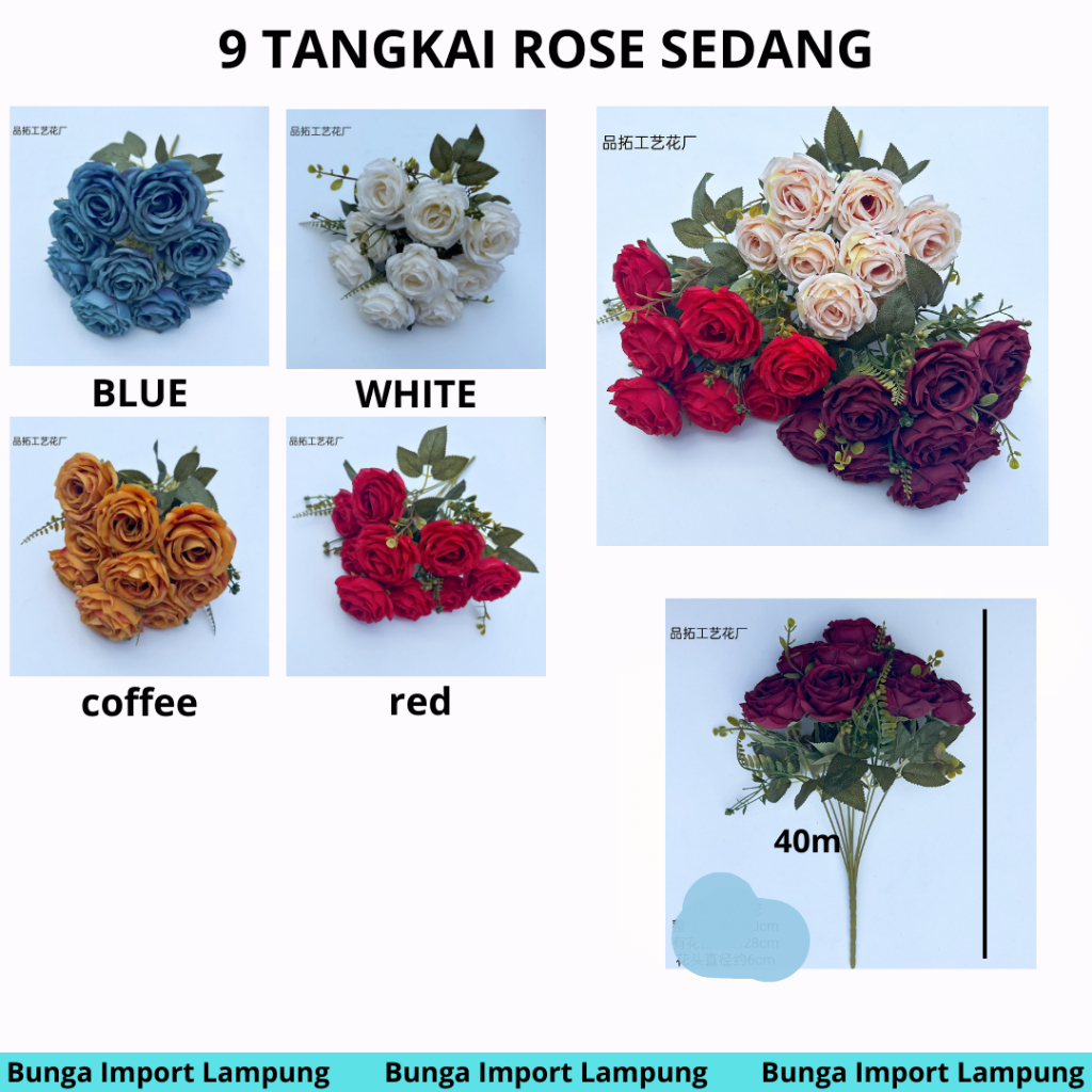 Jual ARTIFICIAL flower 9 Tangkai rose sedang | Shopee Indonesia