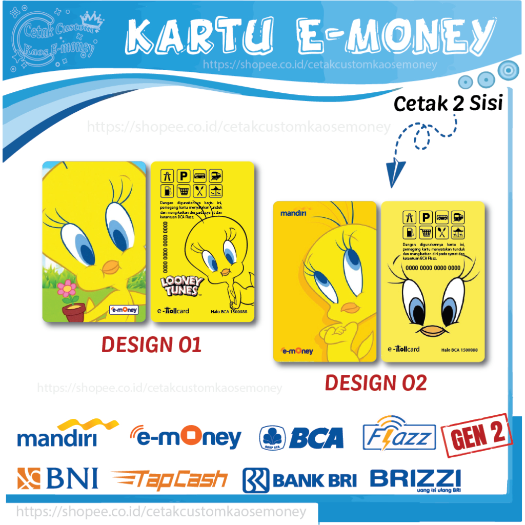 Jual KARTU E MONEY E TOLL KARTUN KUMPULAN TWEETY CUTE DISNEY MANDIRI ...