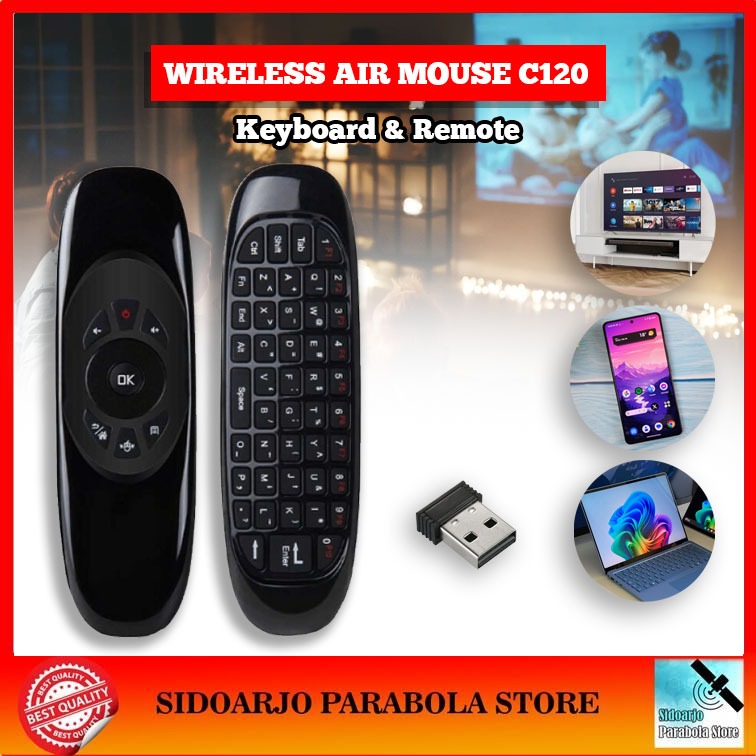 Jual Air Mouse C120 Mini Keyboard Wireless Rechargeable Remote Motion ...