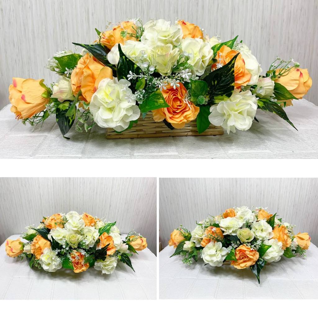 Jual Bunga Meja Oval Rose Buah Orange mix Ubur Ubur Pot Keranjang ...