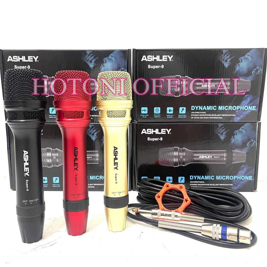 Jual Microphone Kabel Ashley(NEW) Super 9 gold Original Free Ring Mic ...