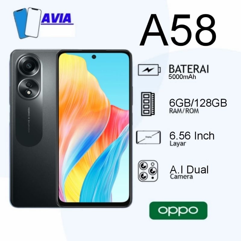 Jual 0PP0 A58 6/128 8/128GB Android GARANSI RESMI INDONESIA | Shopee ...