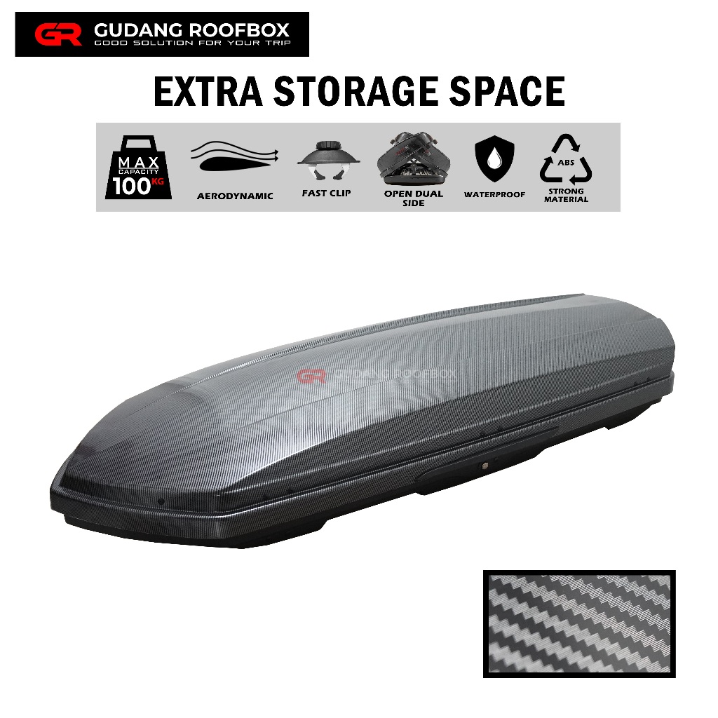 Jual Roof Box Roofbox Bagasi Atas Mobil Motif Carbon Material Abs ...