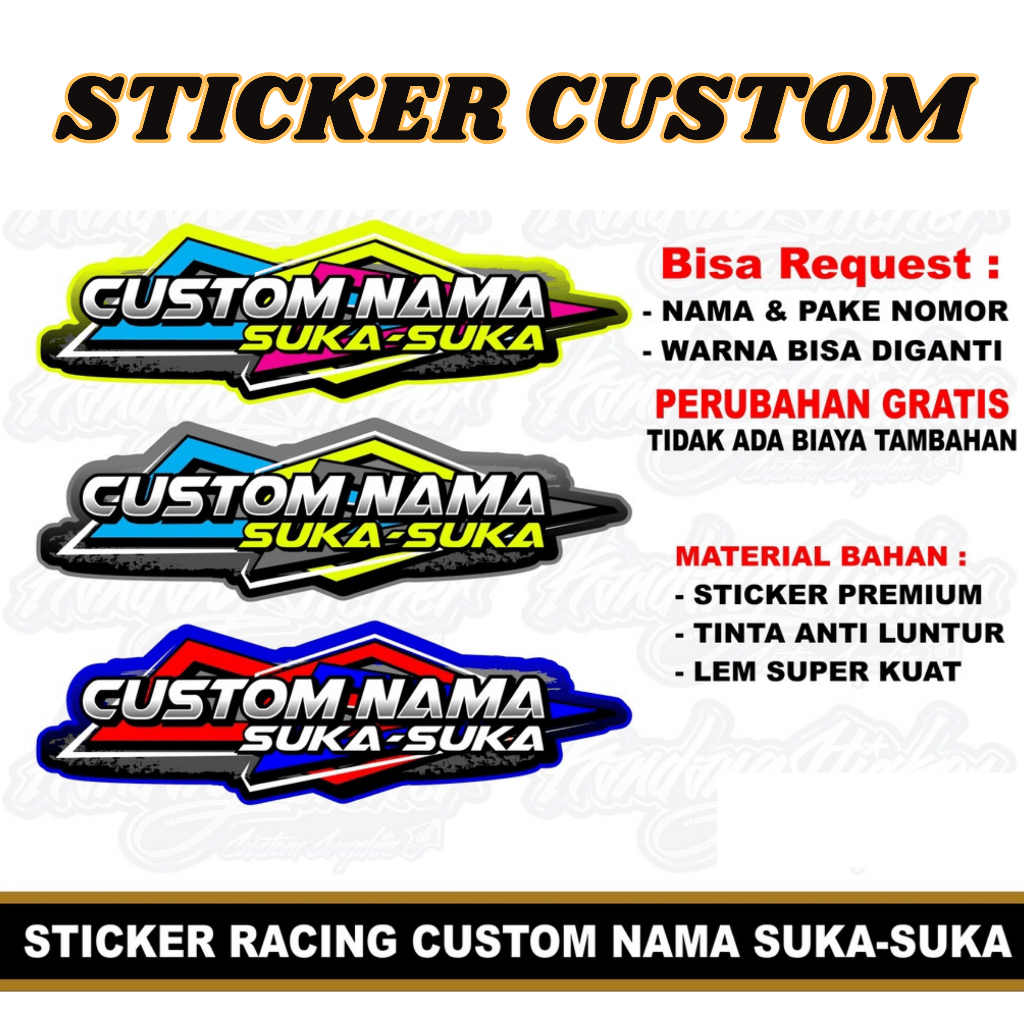 Jual Sticker custom desain suka suka Sticker logo nama racing sticker ...
