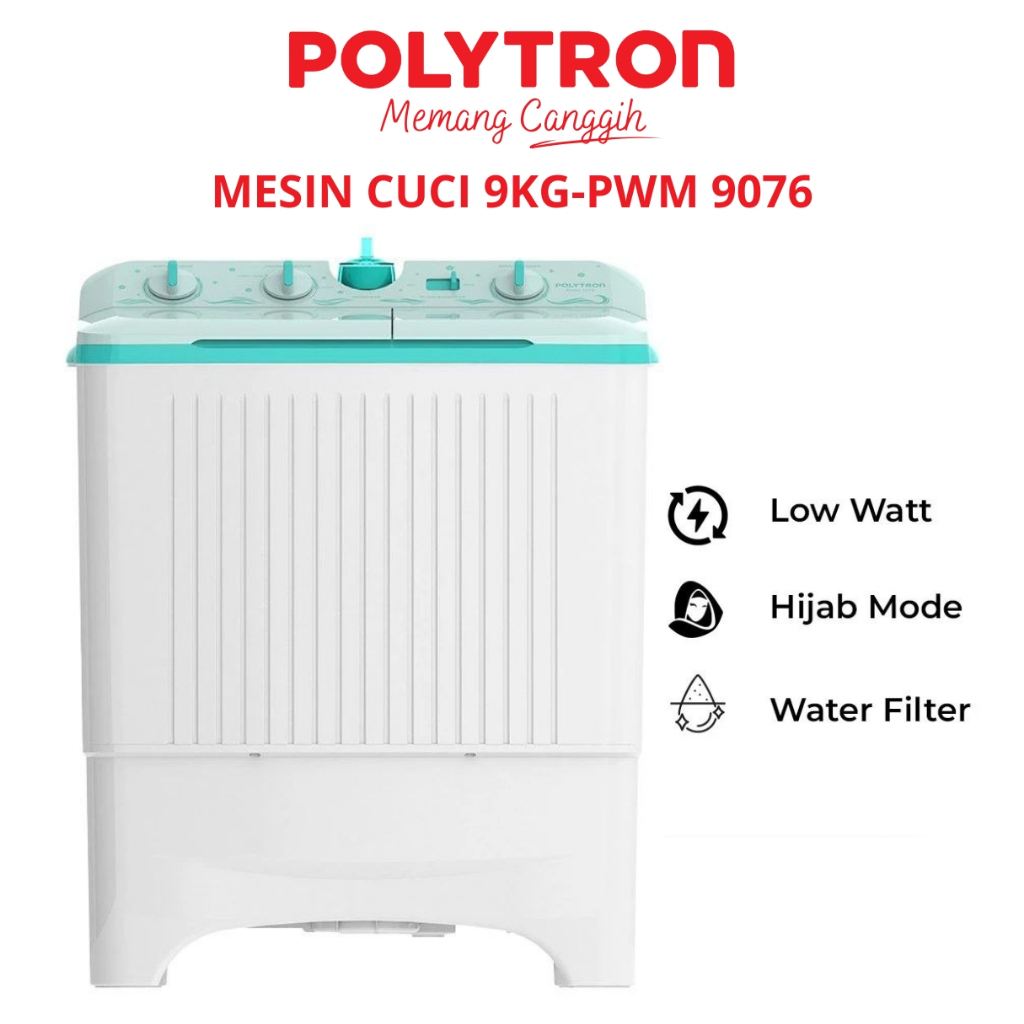 Jual POLYTRON Mesin Cuci & Pengering 2 Tabung 9KG PWM-9076 Washing ...