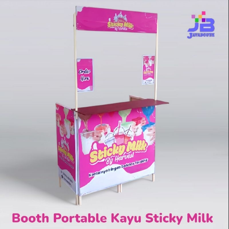Jual Booth Portable Kayu Sticky Milk Bonus Rak Depan | Shopee Indonesia