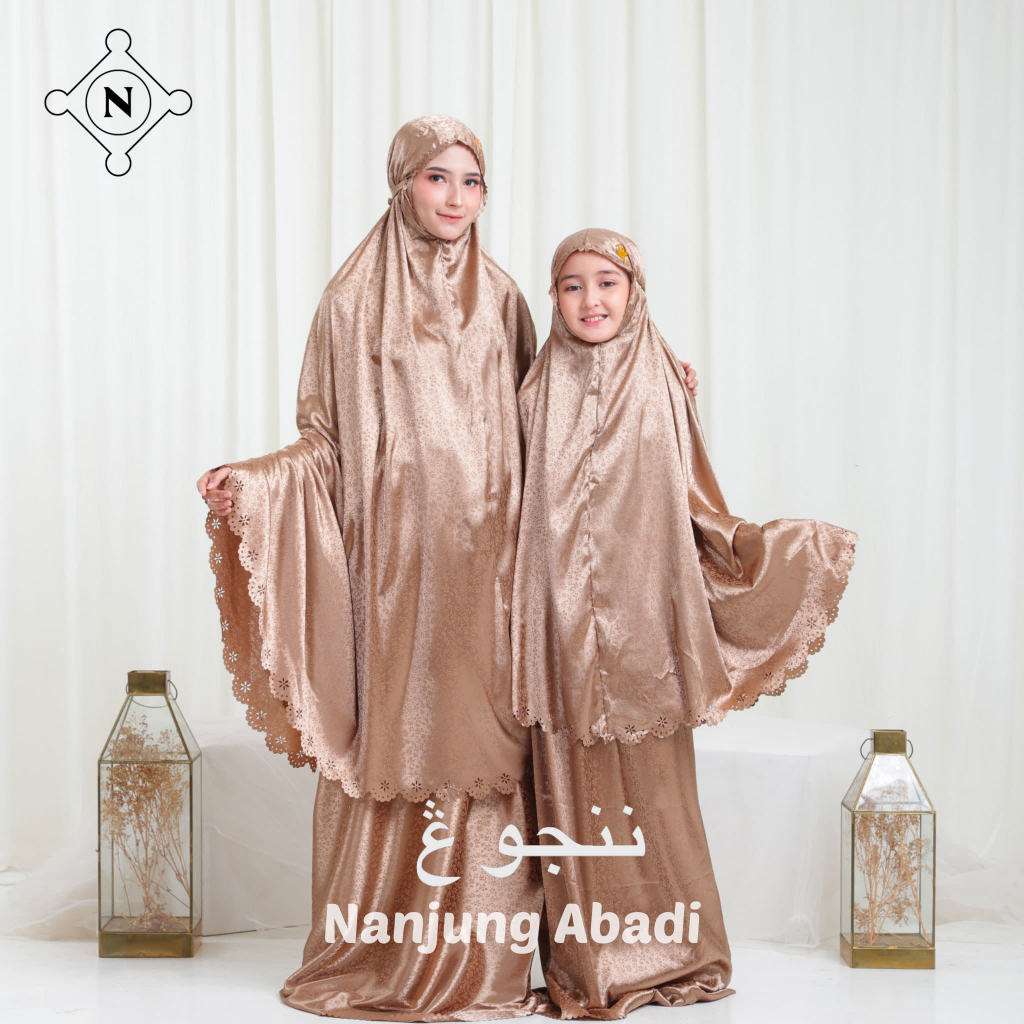 Jual Mukena Lafiya Couple Ibu dan Anak 2in1 Resleting Armani Silk Bunga ...