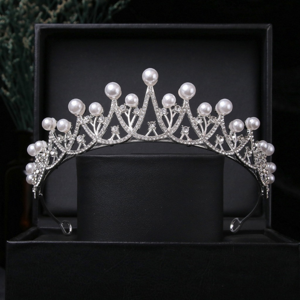 Jual Mahkota Mutiara Kristal Elegan Isabella Perak Crystal Tiara Crown ...