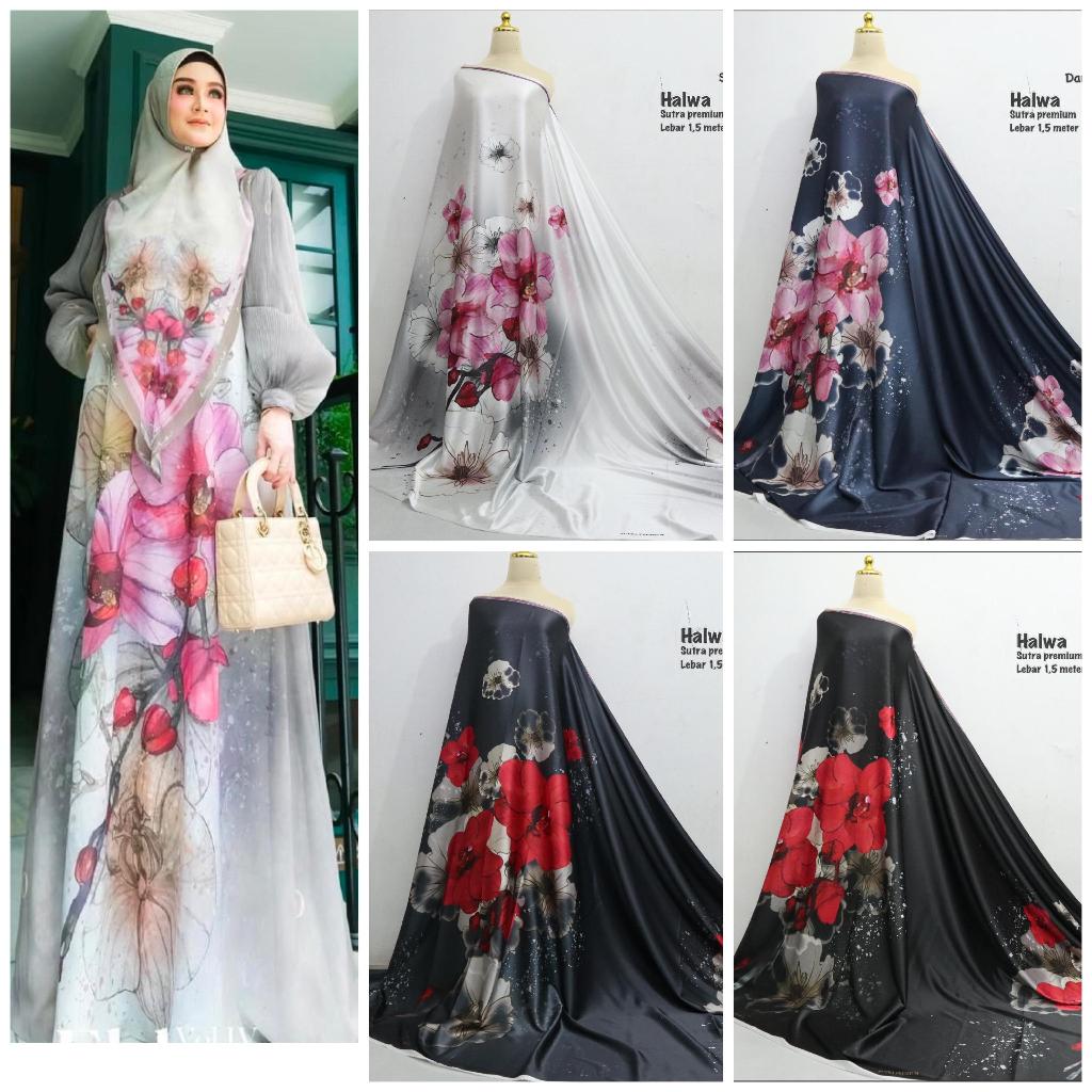 Jual Kain sutra premium | kain motif bunga besar | motif terbaru | kain ...