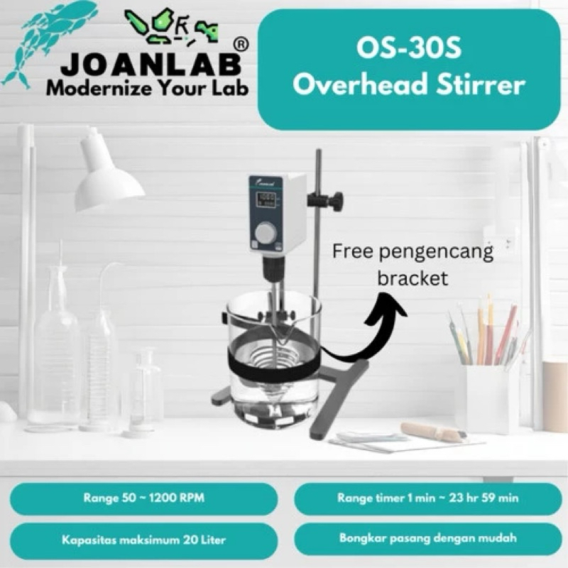 Jual Joanlab OS30S Mixer Overhead Stirrer Brushless Motor Mixer Lab ...