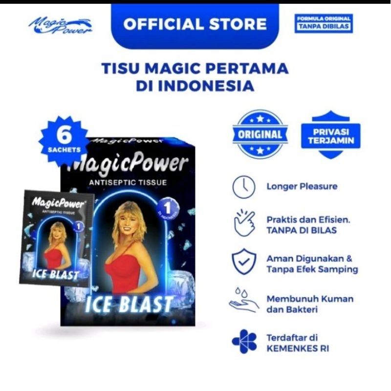 Jual Magic Power Tissue ICE BLAST - Antiseptic Tisue 1 Box (6 sachet ...