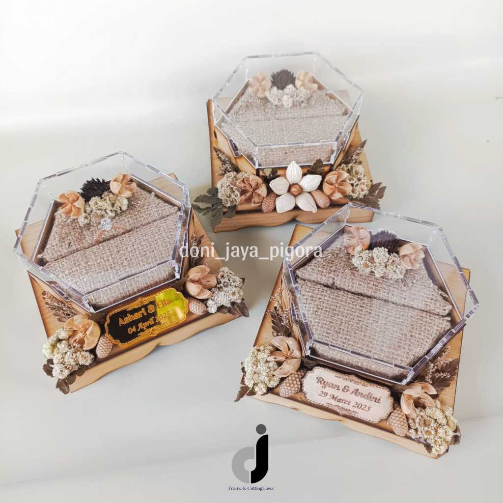 Jual [Hexagon #3] Box Cincin Hexagonal Rustik / Kotak Cincin / Ring Box ...