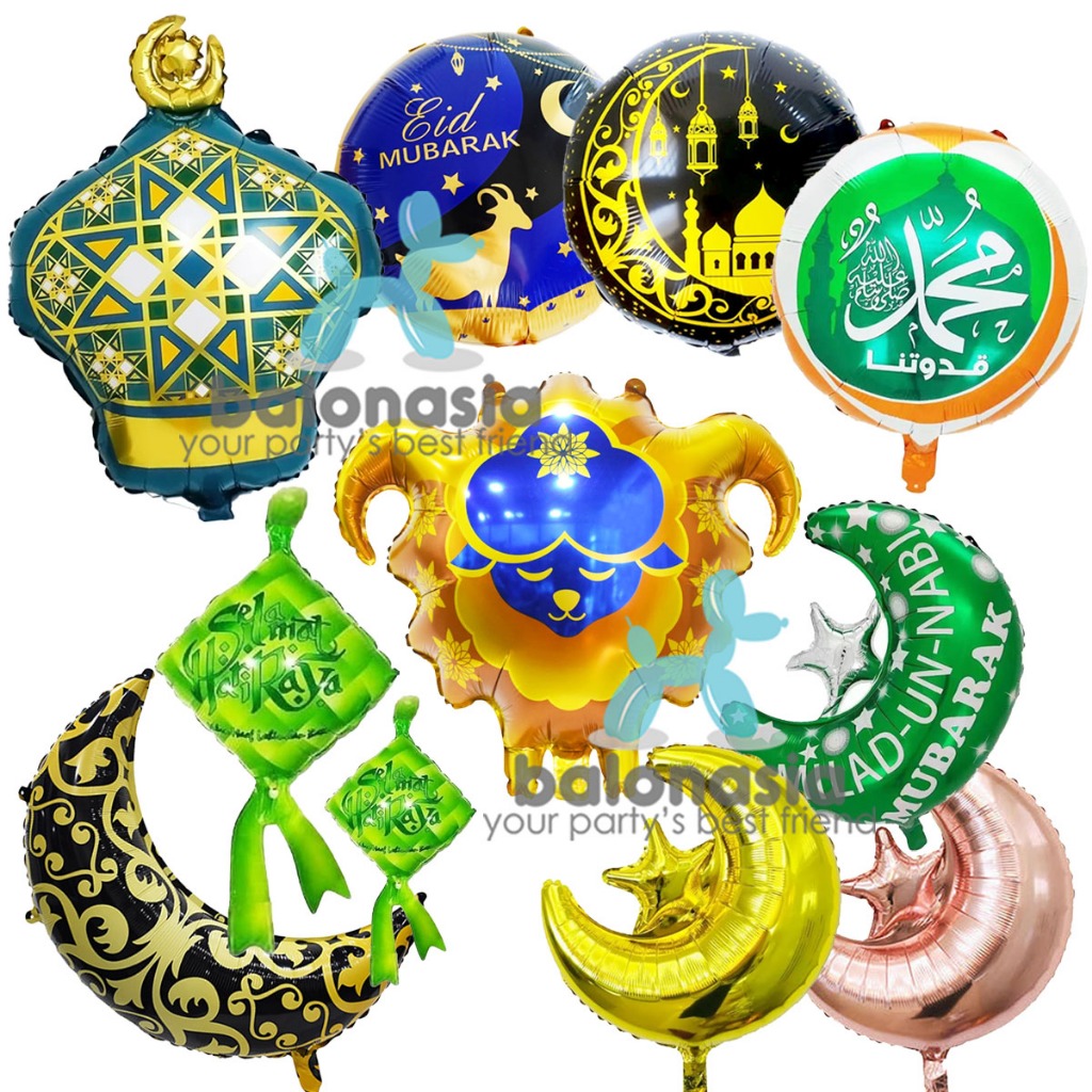 Jual Balonasia Balon Foil Tema Lebaran / Eid Mubarak / Balon Idul Fitri ...