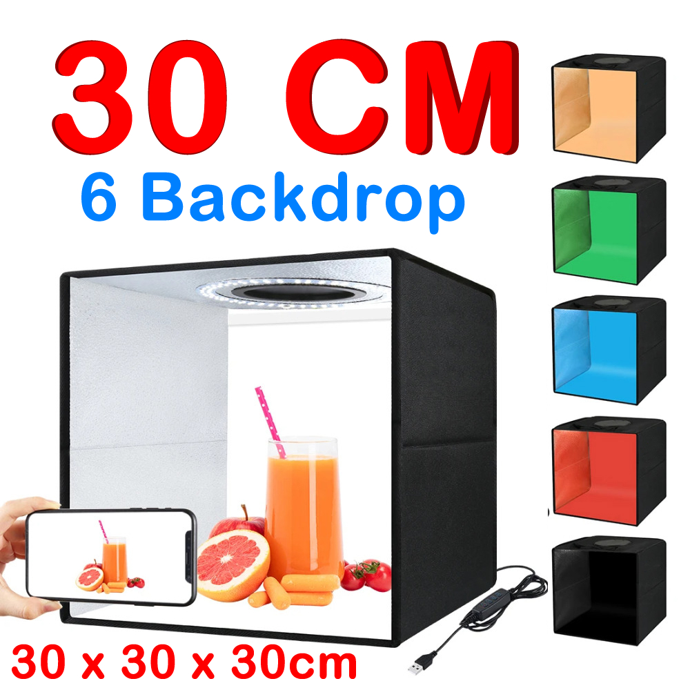 Jual Photo Studio Box Mini Foto Folding LED 3in1 Color 6 Backdrop ...