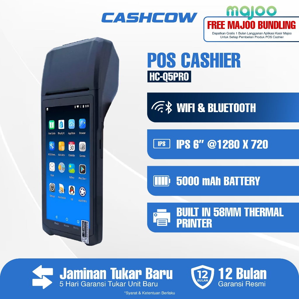 Jual Mobile POS Kasir Android 6 Inch Portable 4G 2/16GB CASHCOW HC ...