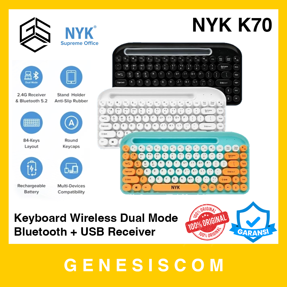Jual Keyboard Wireless NYK K70 Dual Mode Bluetooth + 2.4G USB Receiver ...