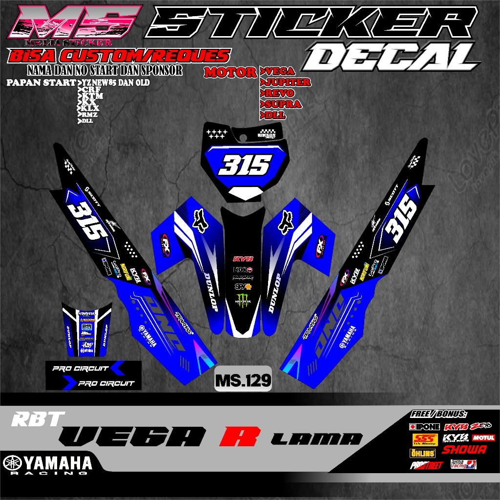 Jual Sticker DECAL RBT MOTOR VEGA R LAMA FULL BODY MOTOR SUPERMOTO RBT ...