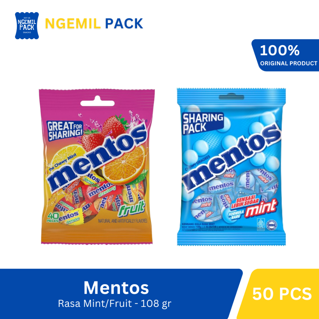 Jual Permen Mentos Mint/Fruit Isi 50pcs - 108Gr | Shopee Indonesia