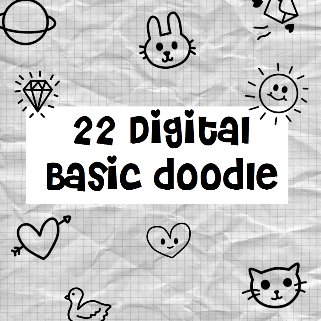 Jual No 23 gambar digital - 22 file png basic doodle warna hitam | Shopee Indonesia