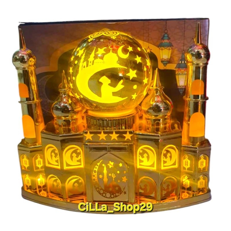 Jual HIASAN DEKORASI MASJID EMAS LAMPU PUTAR/ DEKORASI IDUL FITRI EID ...
