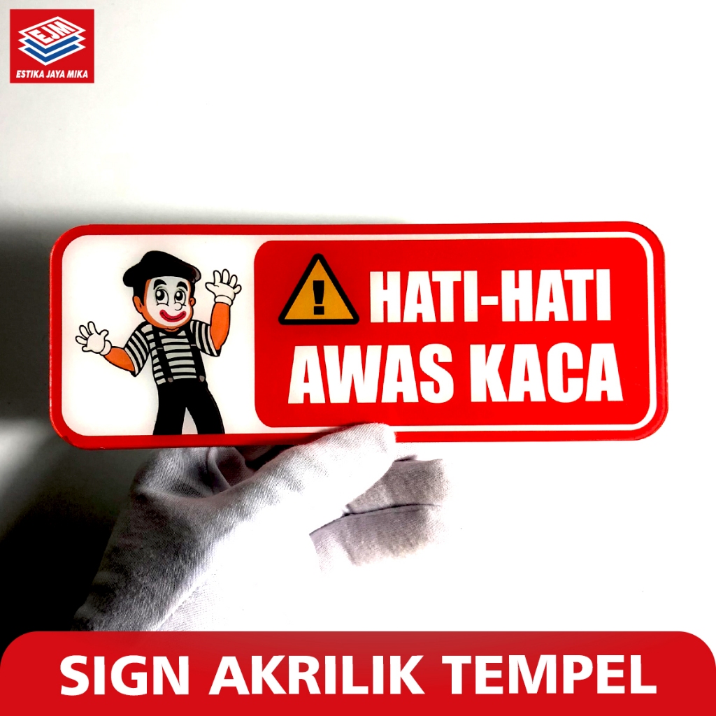 Jual Stiker Akrilik Tempel AWAS KACA Sign Board 3D timbul / Sticker ...