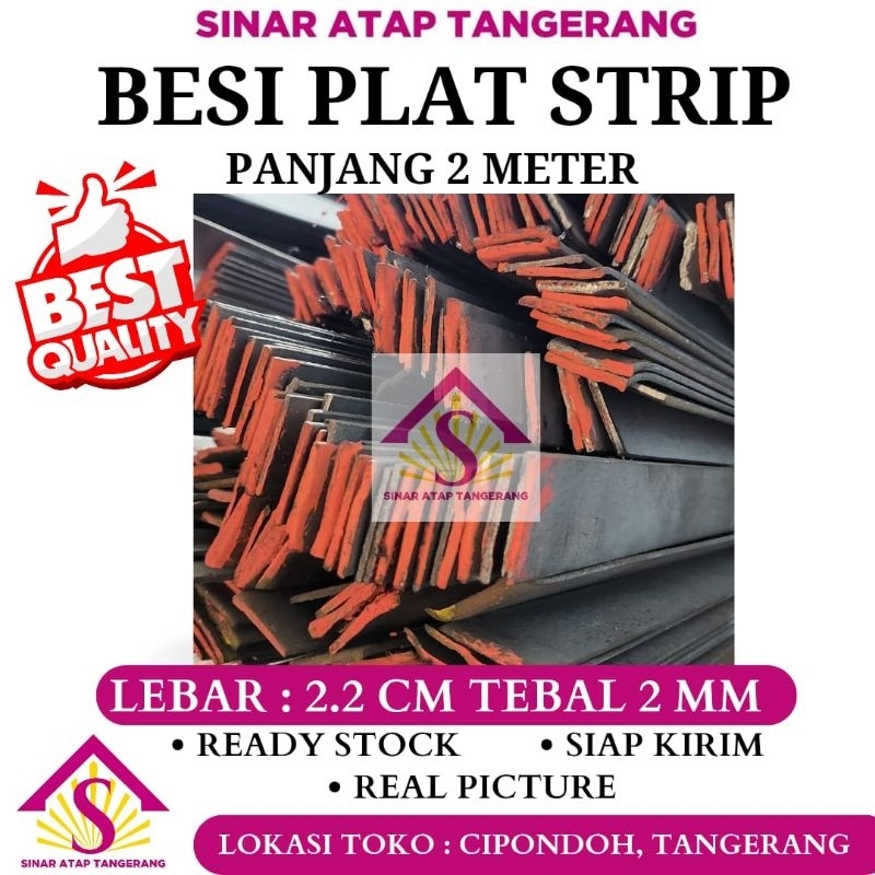 Jual Besi Plat Strip ukuran Lebar 2.2 cm Tebal 2 mm Panjang 2 Meter ...