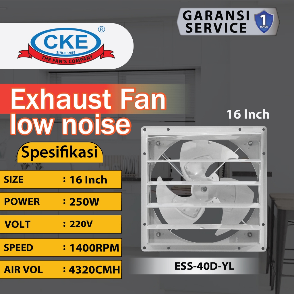 Jual CKE Low Noise Eksos Fan ESS-40D 16 Inch Eksos Gedung/Exhaust Fan ...