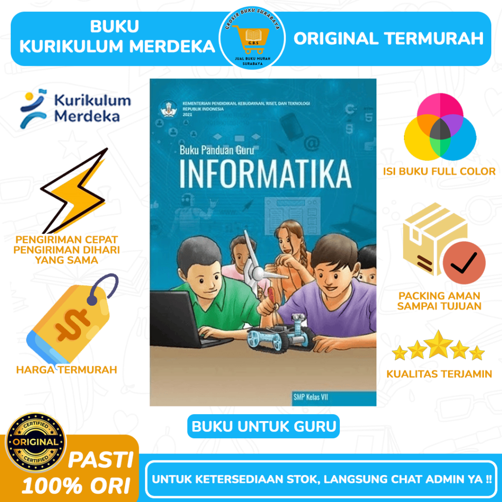 Jual Buku Panduan Guru Informatika Kelas 7 SMP - Buku Paket Kumer - Kurikulum Merdeka | Shopee ...