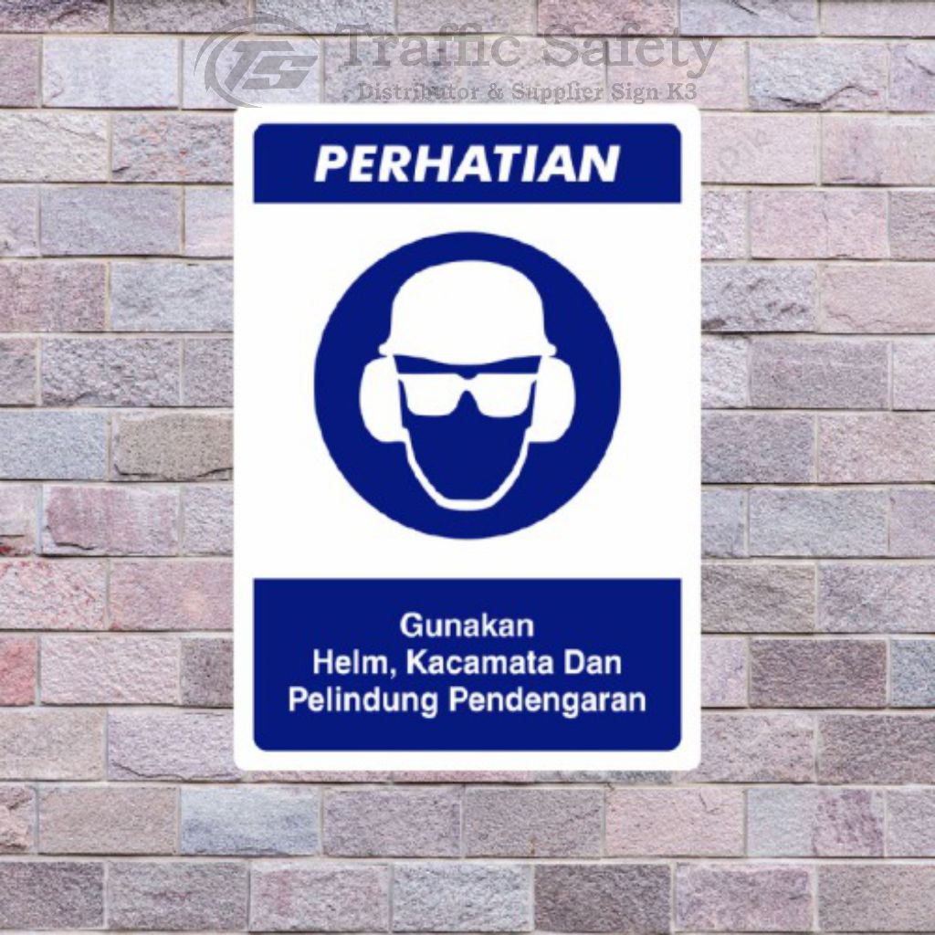 Jual Rambu gunakan kacamata,helm & pelindung pendengaran 15x20 cm ...