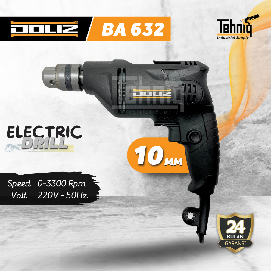 Jual Mesin Bor Listrik / Bor Tangan DOLIZ BA632 Electric Drill 10 mm Reversible Hand Drill BA ...