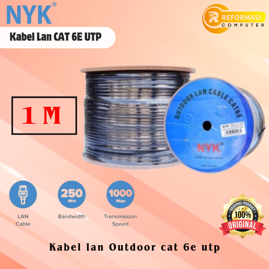 Jual NYK Kabel lan 1 Meter Nyk Outdoor cat 6e utp - Cable lan rj45 nyk cat6 | Shopee Indonesia