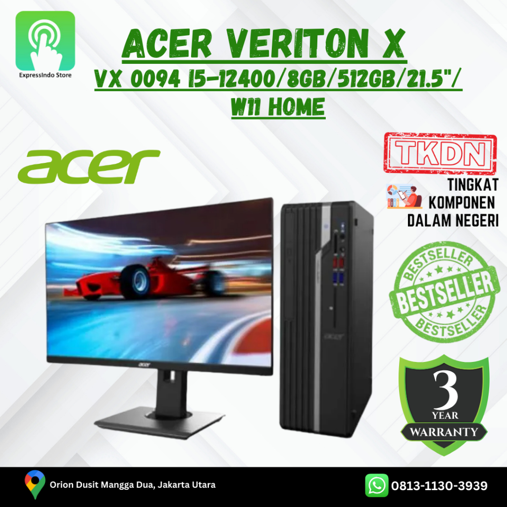 Jual PC DEKSTOP TKDN VERITON X/0094 i5-12400/8Gb/512Gb/21,5"/W11 Home ...
