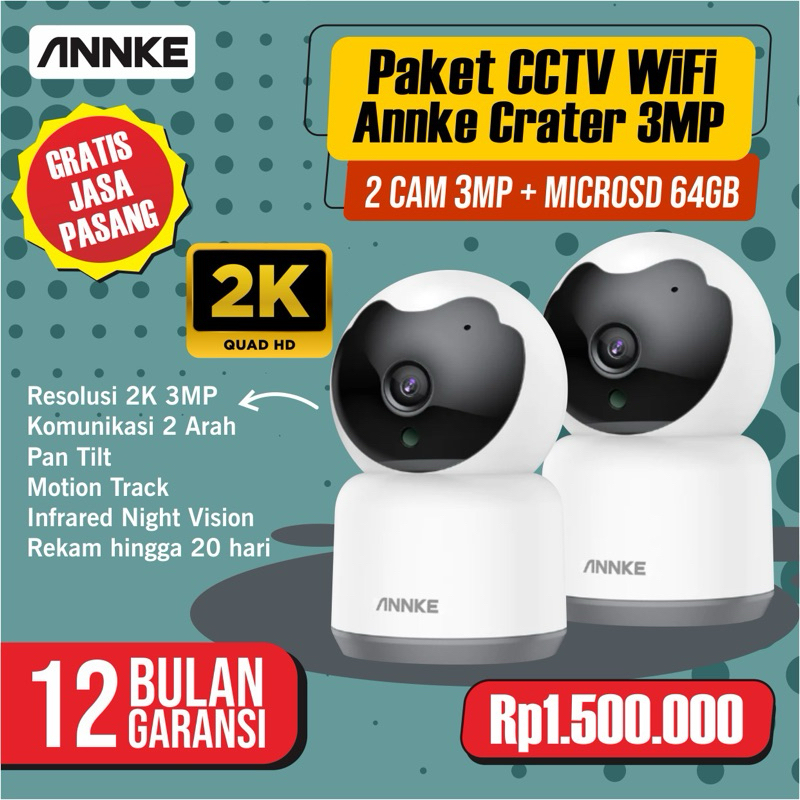 Jual Paket CCTV Wifi Annke 2K 2pc | Shopee Indonesia