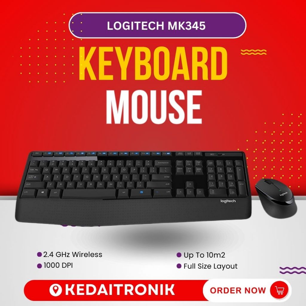 Jual Logitech MK345 Combo Wireless Keyboard Mouse Full Size Original ...