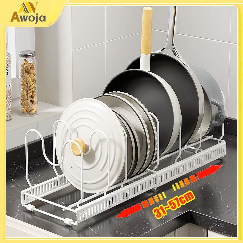 Jual 【COD】Rak Panci Adjustable Kitchen Rack Frying Pan Pot Stainless ...