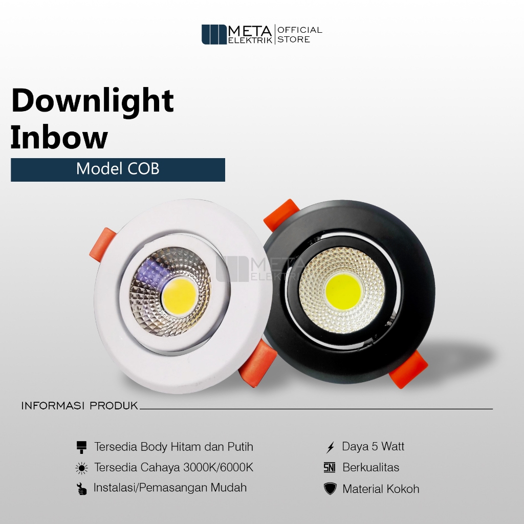 Jual Lampu downlight COB 5 watt lampu plafon LED 5 Watt Material Besi ...