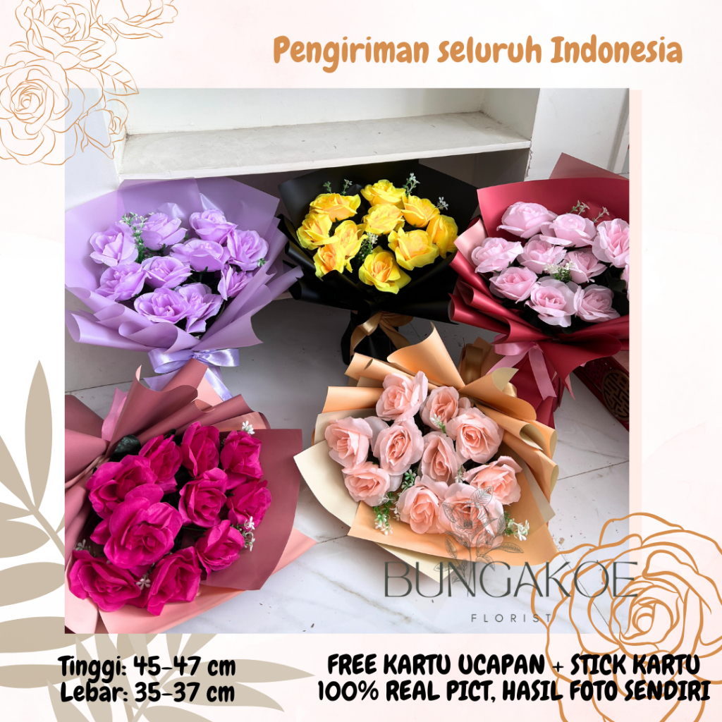 Jual BOUQUET ROSE 10 TANGKAI - BUKET BUNGA PALSU BUKET MAWAR BOUQUET ...