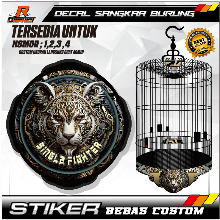 Jual STICKER DECAL harimau macan SANGKAR murai KANDANG merek ebod oriq ...