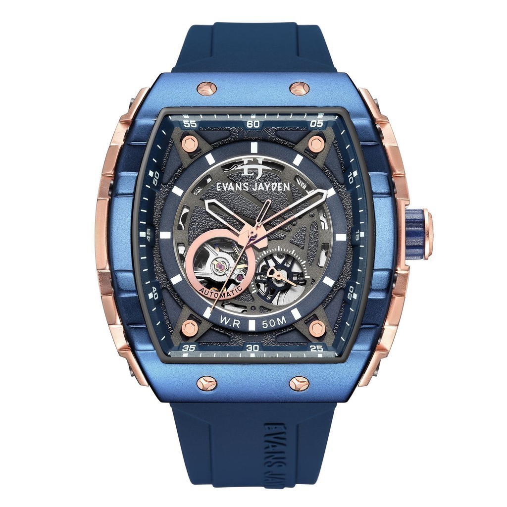 Jual Buy1Get1 Evans Jayden Jam Tangan Pria 9564 Rubber Automatic Kaca ...